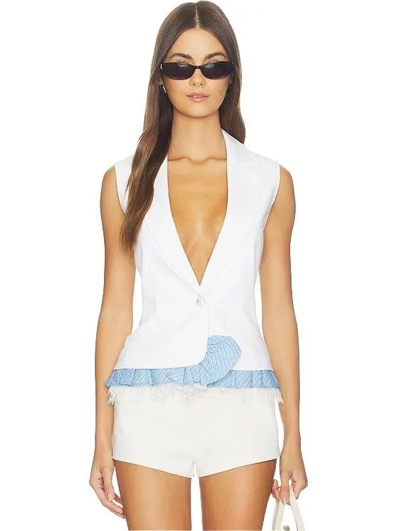 Cinq À Sept Jessie Stripe Le Petit Denim Roxie Vest - White & Multi