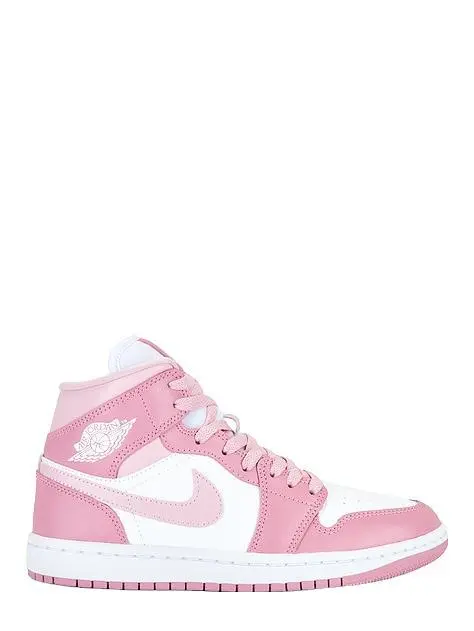 JORDAN 1 Mid Sneaker - Elemental Pink  Sail & Iced Carmine