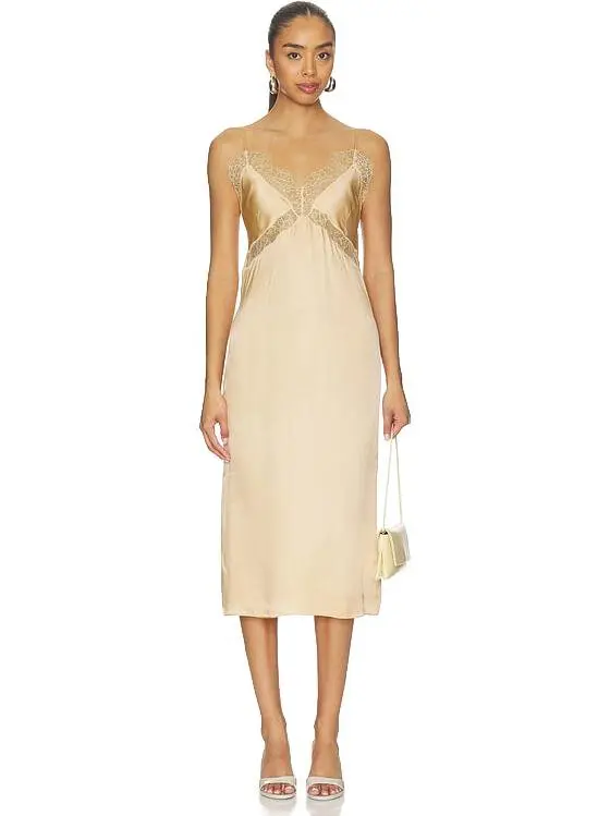 ANINE BING Carissa Slip Dress With Lace Trim - Blush