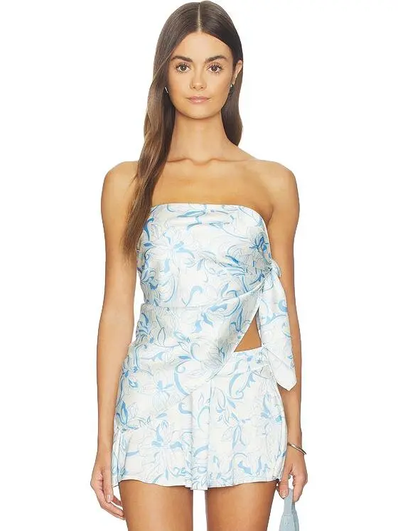 LOVERS AND FRIENDS Alva Scarf Top - Blue Floral Print