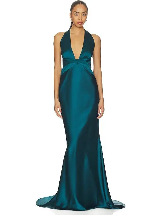 NOOKIE Scarlet Plunge Gown - Dark Teal