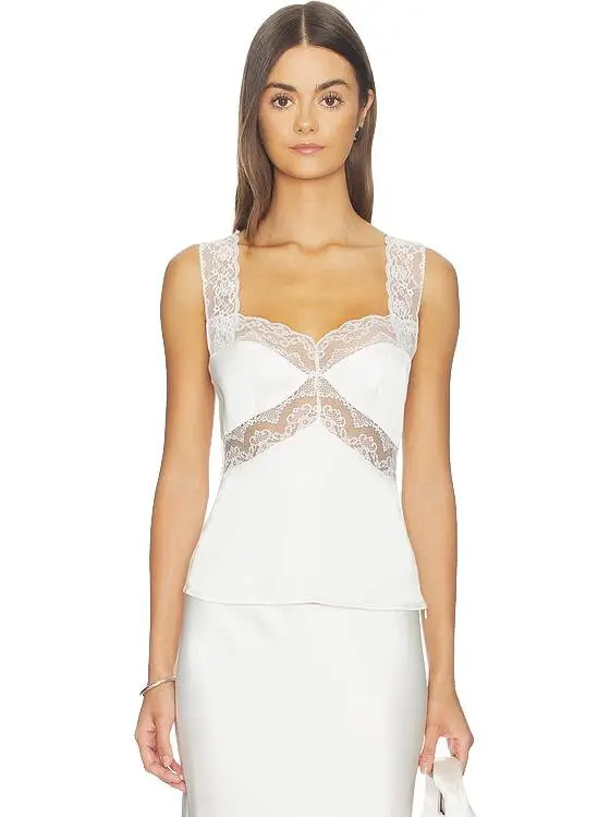 LOVERS AND FRIENDS Cierra Lace Trim Top - White