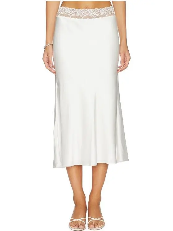 LOVERS AND FRIENDS Cierra Midi Skirt With Lace Trim - White