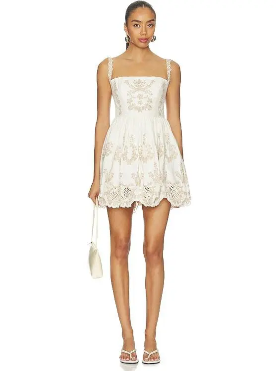 Agua Bendita Embroidered Linen Mini Dress - Multicolor
