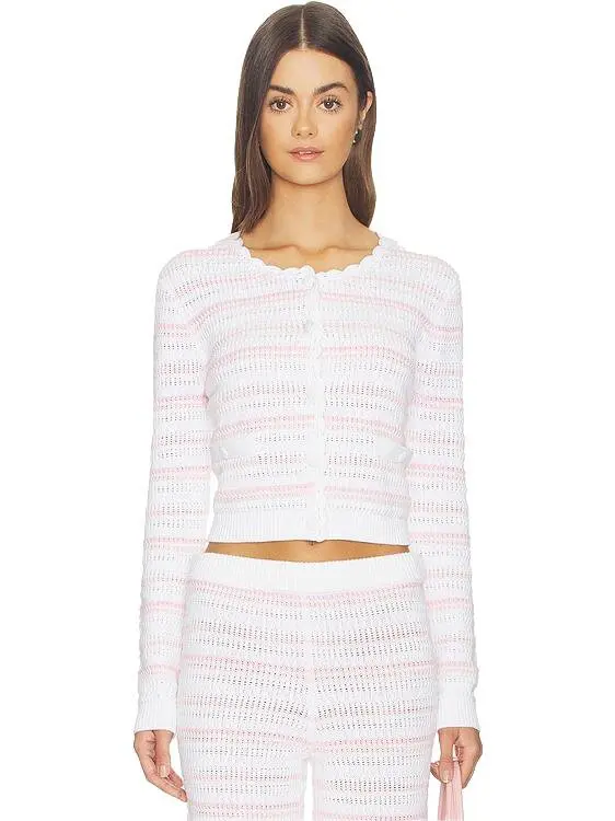 LoveShackFancy Dessa Cropped Cardigan - Marbella Stripe