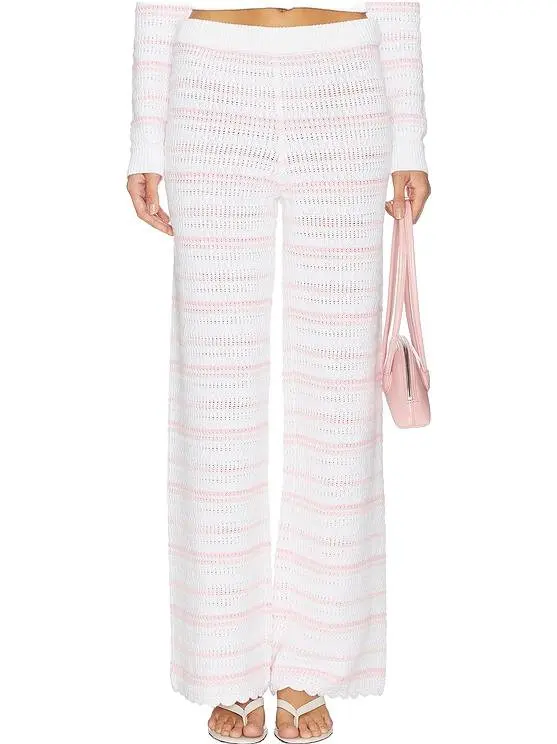 LoveShackFancy Clarabeth Crochet Knit Pants - Marbella Stripe