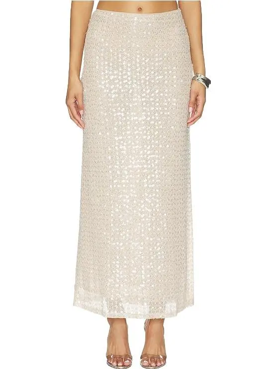 LOVERS AND FRIENDS Sequin Maxi Skirt - Nude Sequin