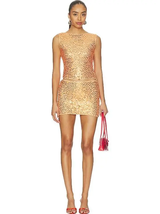 Superdown Sequin Embellished Mini Skirt Set - Orange