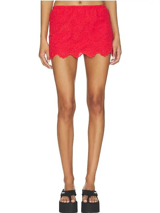Free People Eyelet Cotton Skort - High Risk Red