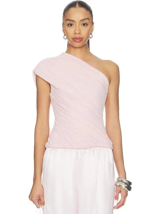 Ronny Kobo One-shoulder Draped Top - Icy Pink