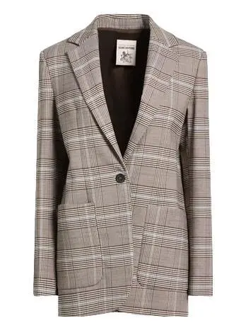 SEMICOUTURE Single-breasted Glen Plaid Blazer - Grey
