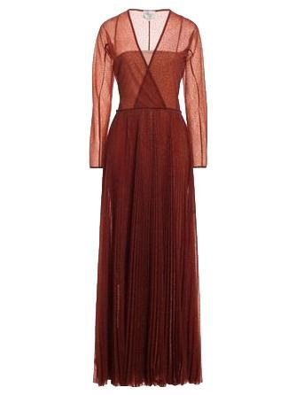 FORTE_FORTE Pleated Metallic Maxi Dress - Rust