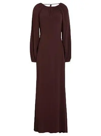 SEMICOUTURE Maxi Dress In Chocolate Acetate And Silk - Brown