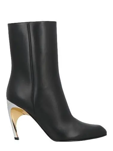 Alexander McQueen Leather Pointed Toe Ankle Boots With Stiletto Heel - Black