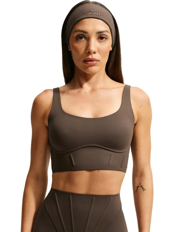 Nike Skims Matte Long-line Corset Bra - Brown