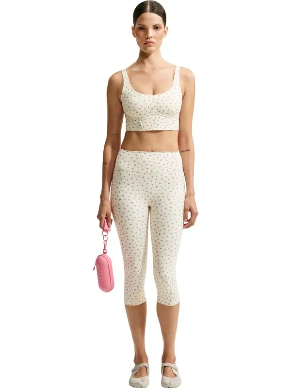 Nike Skims Matte Printed High-waisted Cropped 17" Leggings - White