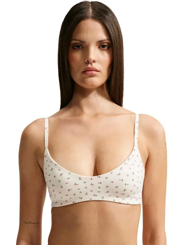 Nike Skims Matte Printed Micro-scoop Bra - White