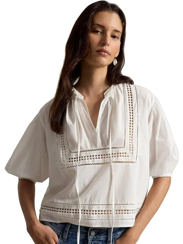 Ralph Lauren Lace-trimmed Cotton Shirt - White