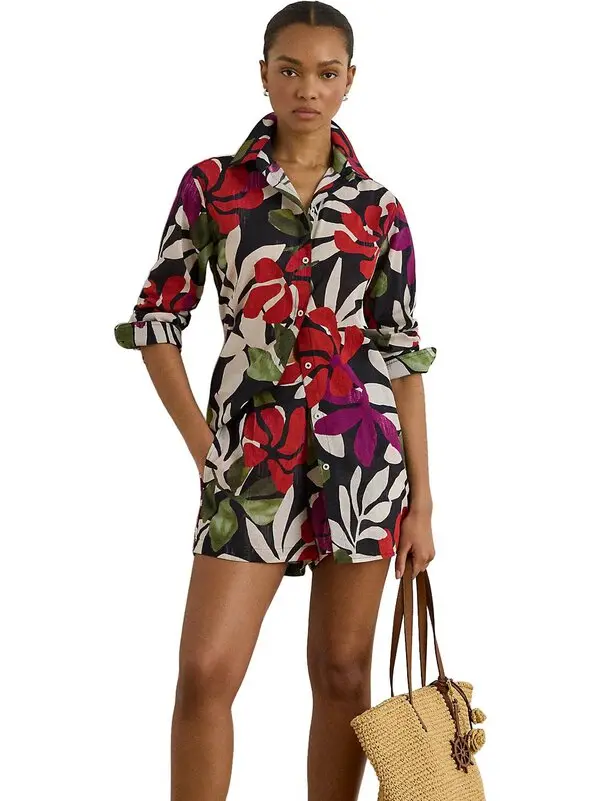 Ralph Lauren Floral Cotton Shirt And Short Cover-up Set - Multi