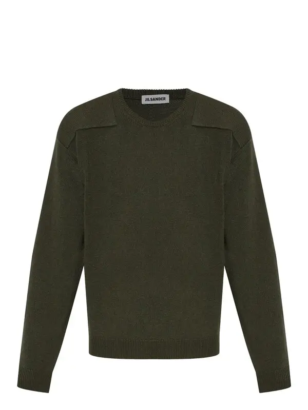 JIL SANDER Wool Sweater With Paneled Shoulders - Green