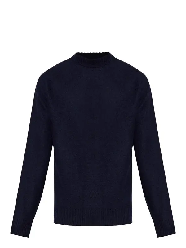 JIL SANDER Crew Neck Wool Sweater - Navy Blue
