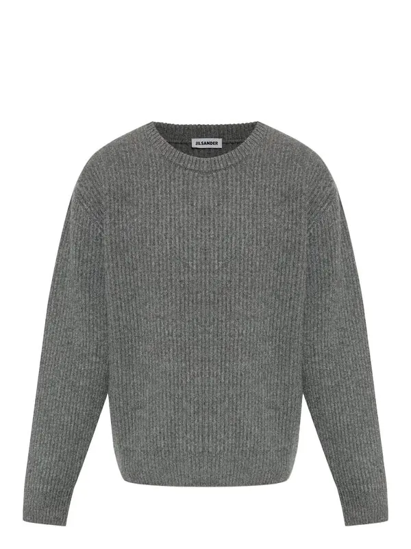 JIL SANDER Ribbed Wool Crew Neck Sweater - Grey
