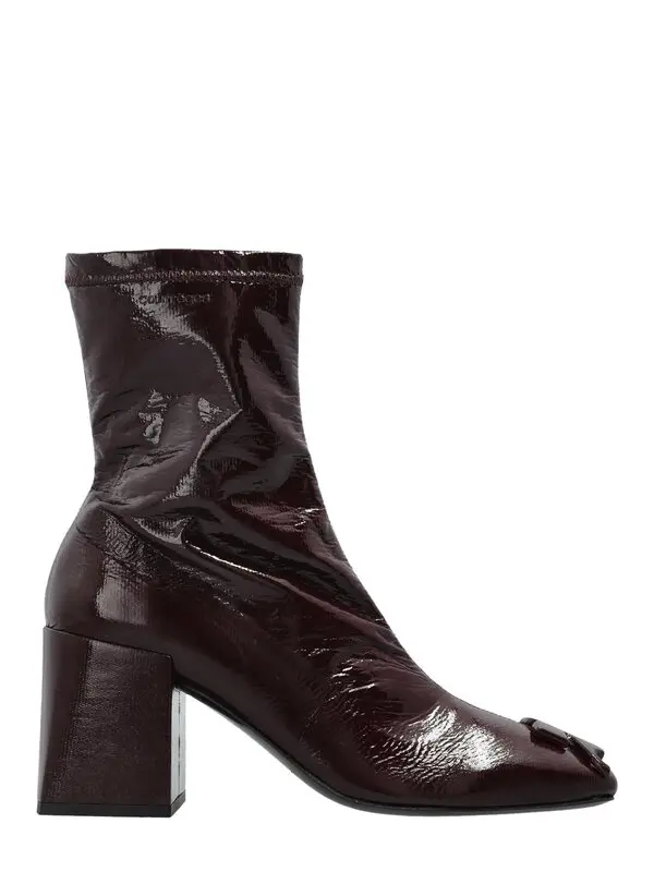 COURREGES Reedition Patent Leather Ankle Boots - Burgundy