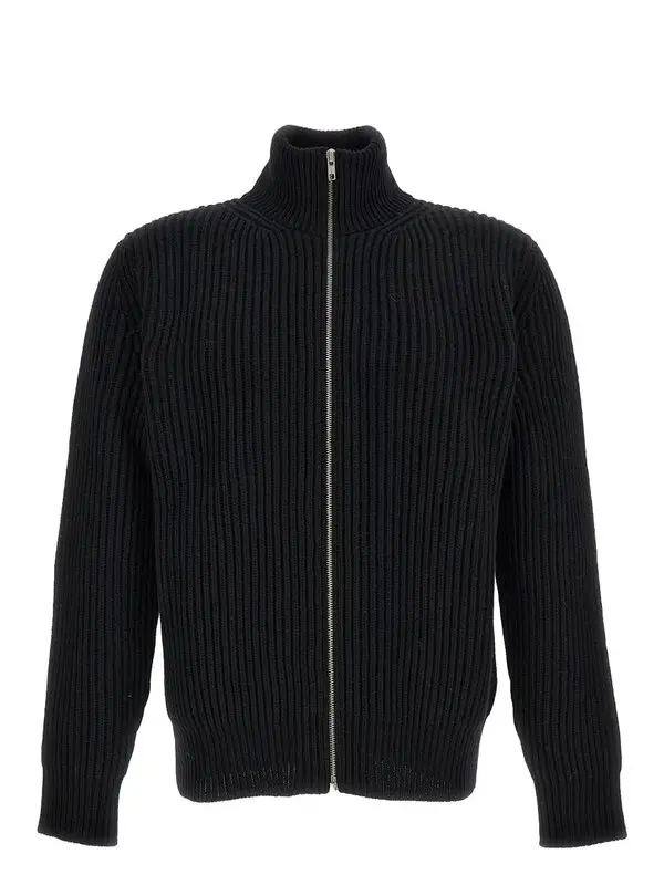 MAISON MARGIELA Ribbed Wool-blend Zip-up Sweater - Nero