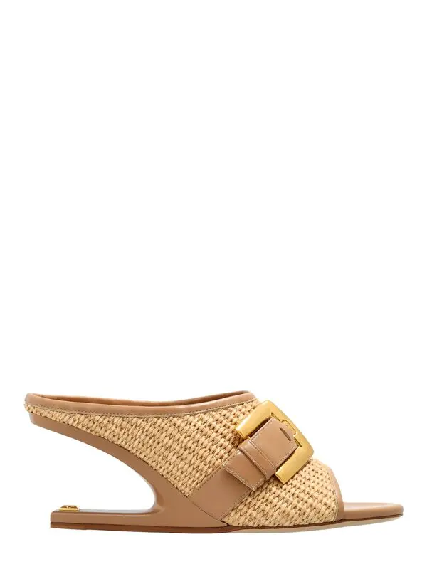 Balmain Anthem" Wedge Sandals - Beige