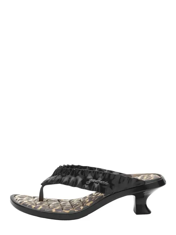 Melissa X Ganni Thong Kitten Heel Sandals - Black