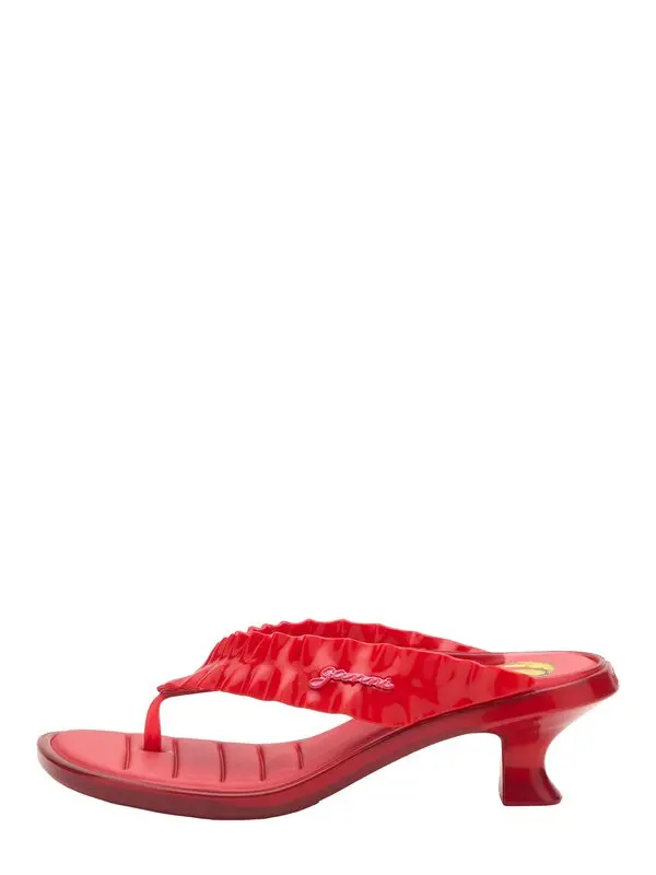 Melissa X Ganni Thong Kitten Heel Sandals - Red