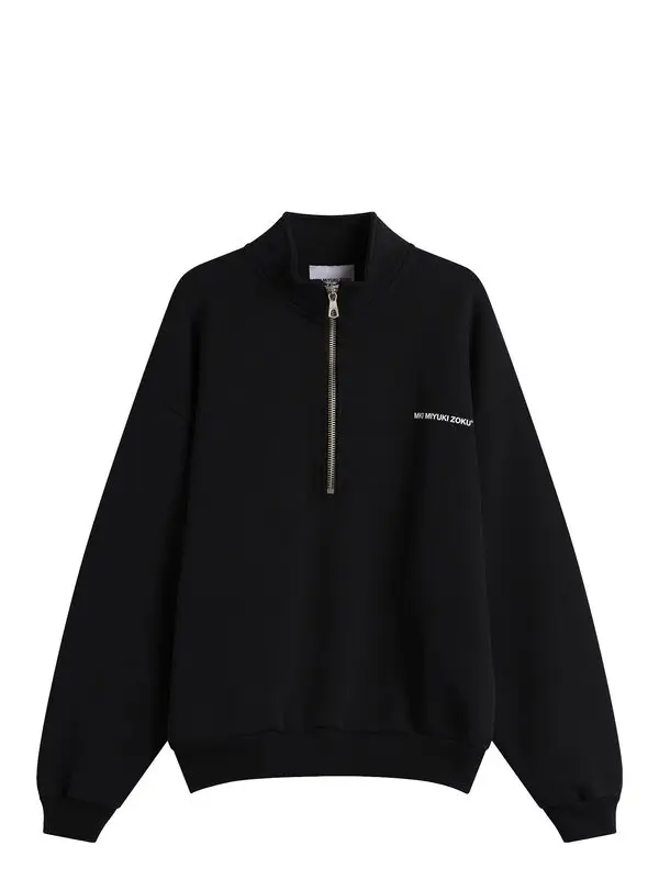 MKI MIYUKI ZOKU Uniform Quarter Zip Sweatshirt - Black