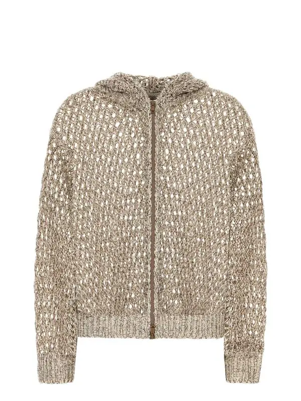 Brunello Cucinelli Crochet Knit Zip-up Hoodie - Multicolor
