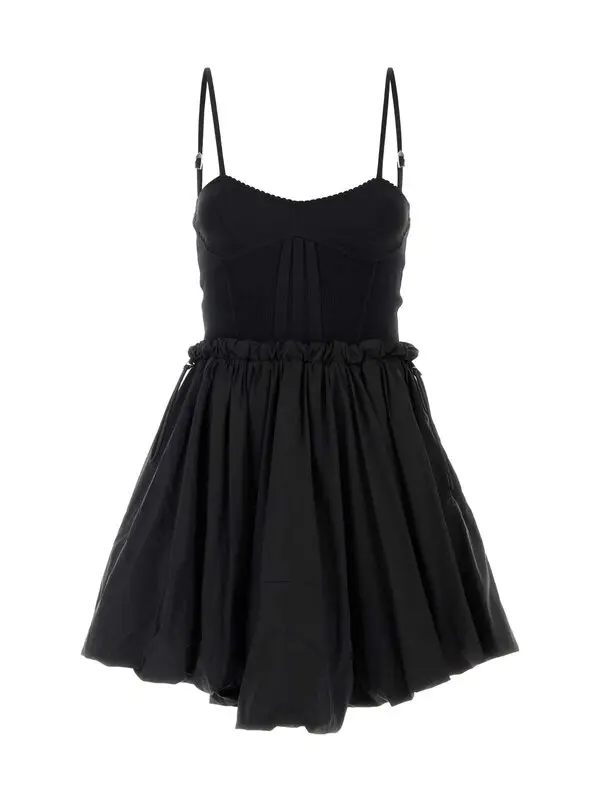 Attico Jersey And Taffeta Dress - Black