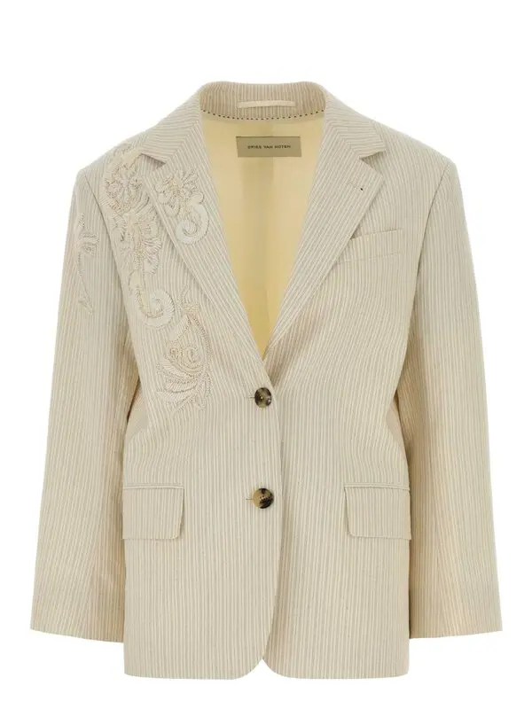 Dries Van Noten Embroidered Cotton Blend Blazer - Multicolor