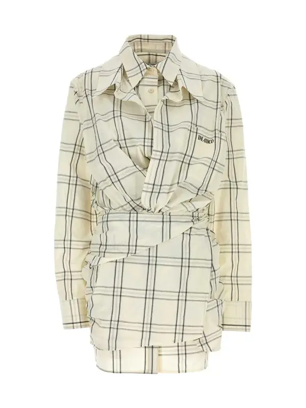 Attico Embroidered Cotton Mini Shirt Dress - Multicolor