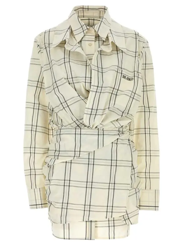Attico Embroidered Cotton Mini Shirt Dress - Multicolor