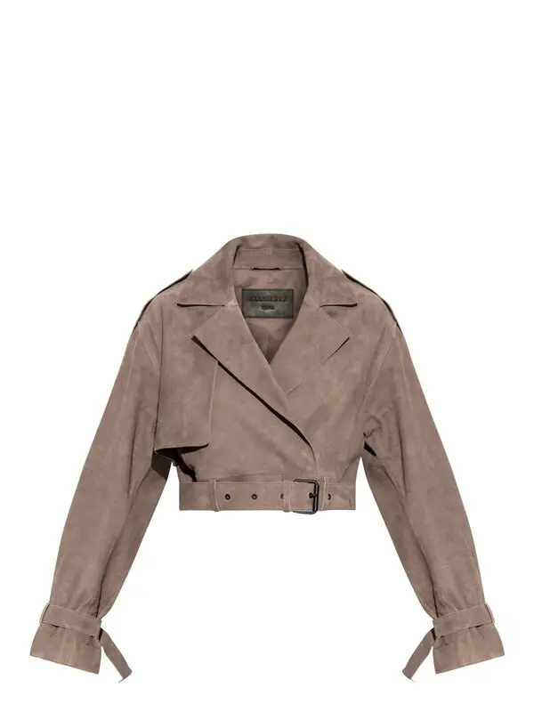 ALLSAINTS Ophelia Suede Cropped Jacket - Brown
