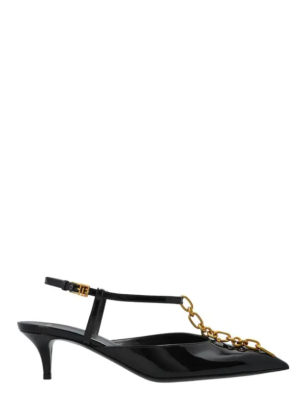 Balmain Sync Heeled Shoes With Gold Chain Detail - Black