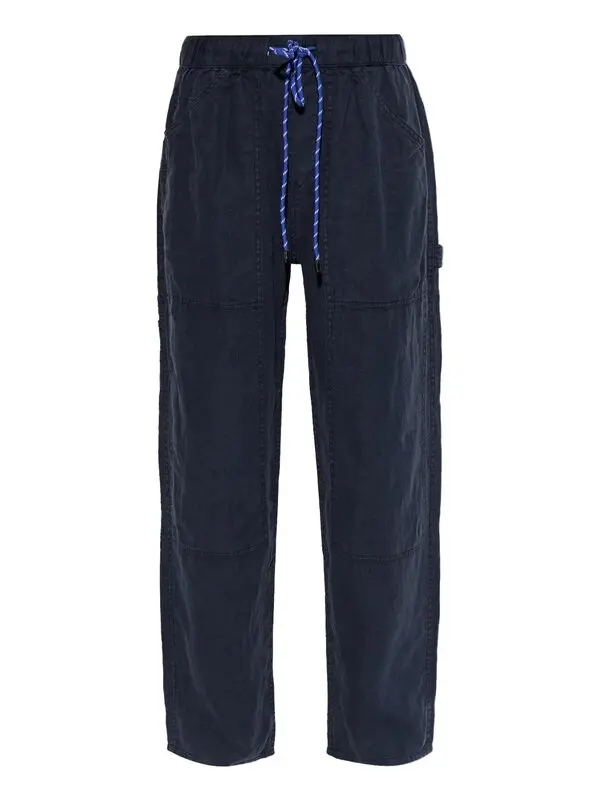 Rag & Bone Loose-fit Linen Trousers With Drawstring - Navy Blue