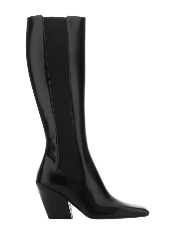 Prada Leather Knee High Boots - Black