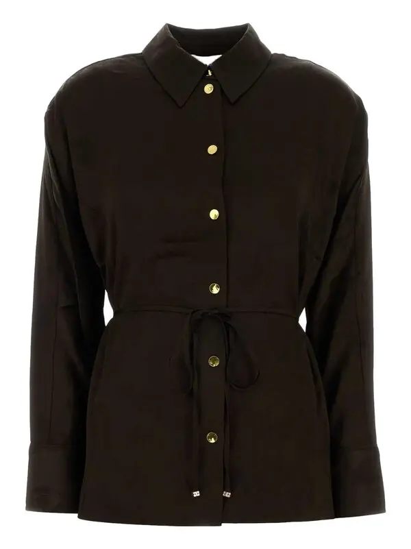 GANNI Satin Shirt - Brown