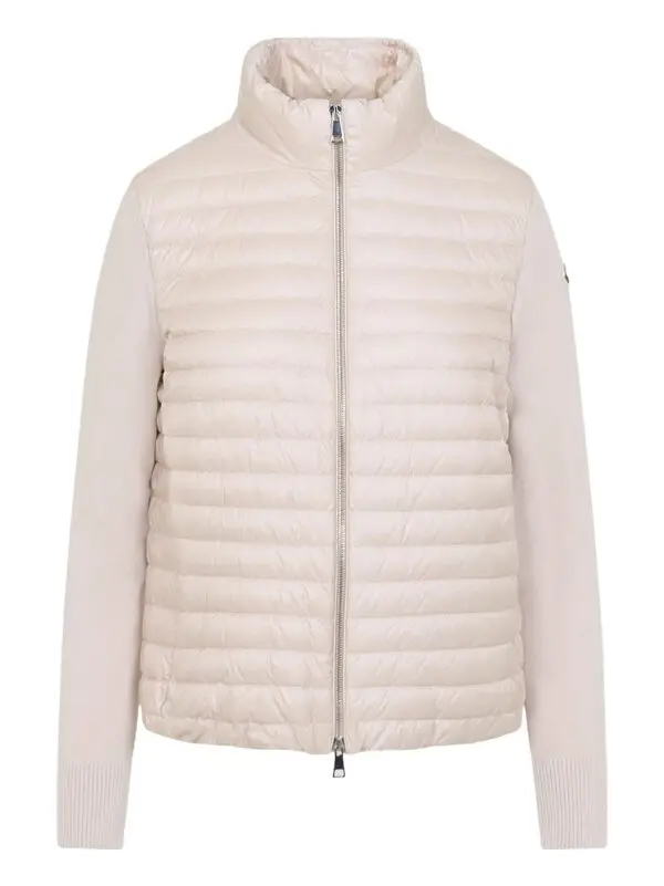 Moncler Quilted Zipped Cardigan - Light Peach Pink