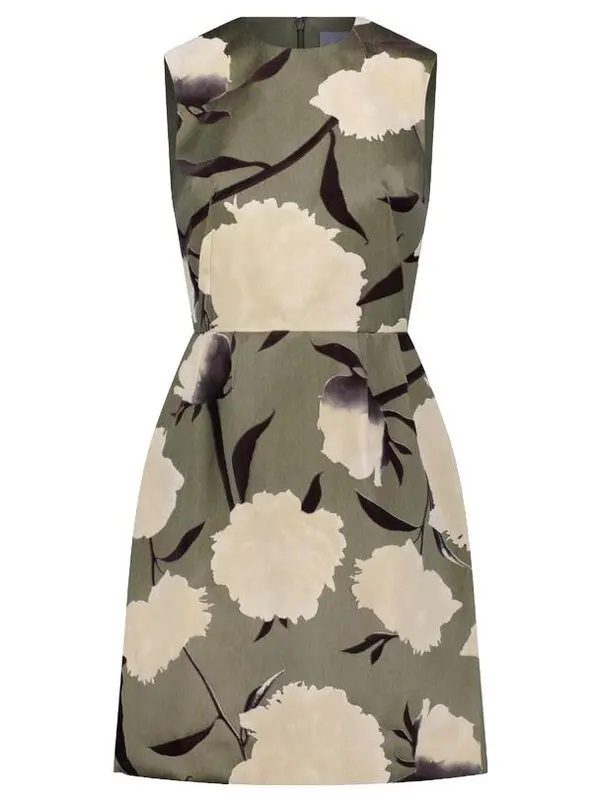 Lela Rose Floral Velvet Sleeveless Mini Dress - Brown