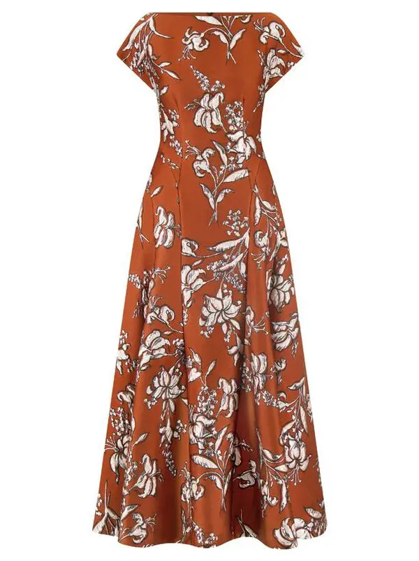Lela Rose Metallic Floral Jacquard A-line Dress - Pink