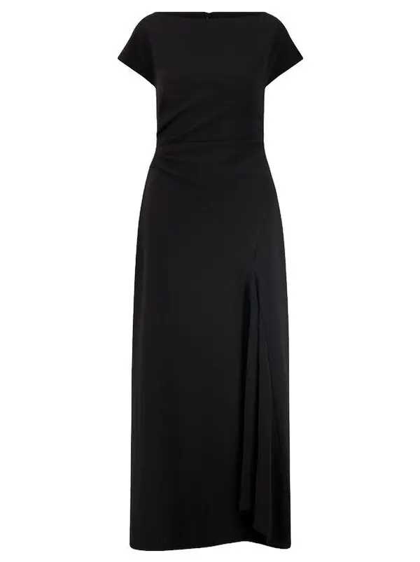 Lela Rose Fluid Crepe Cascade Dress - Black