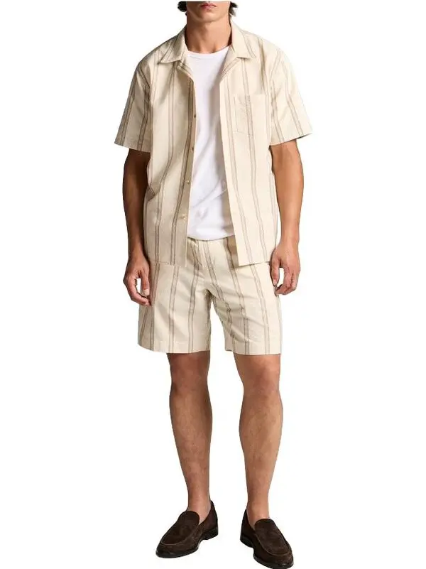 Vince Cove Stripe Cotton-hemp Short - White