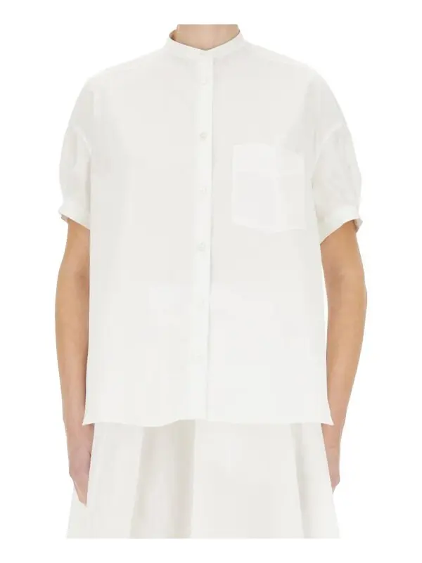 Aspesi Band Collar Shirt - White