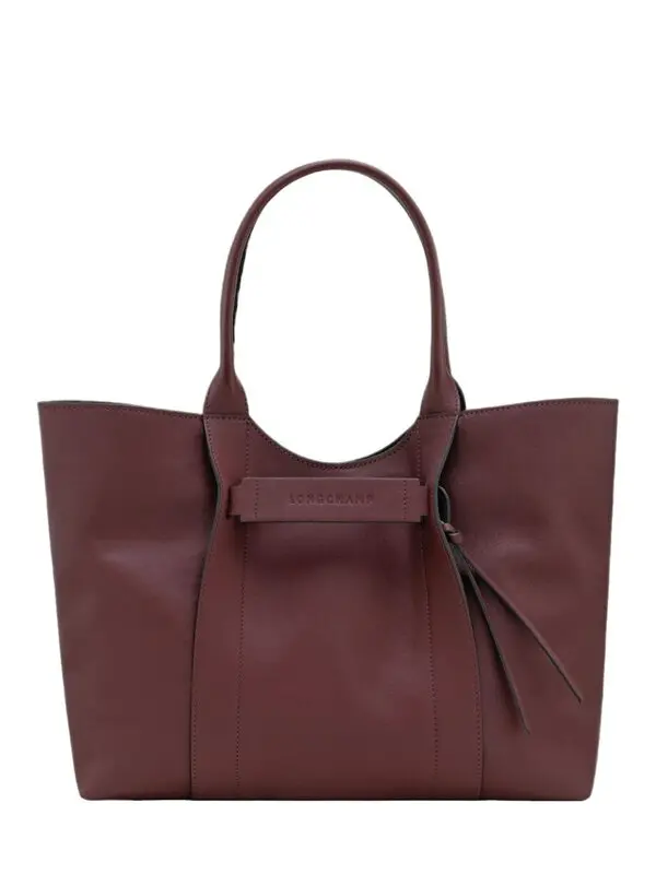 Longchamp 3d Tote Bag In Calfskin Leather - Burgundy