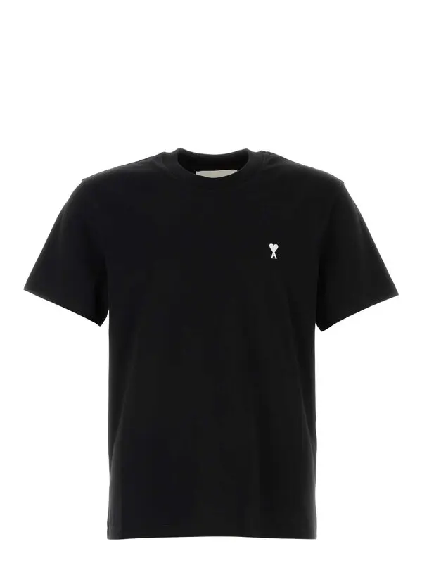 AMI Paris Black Cotton T-shirt - Multicolor